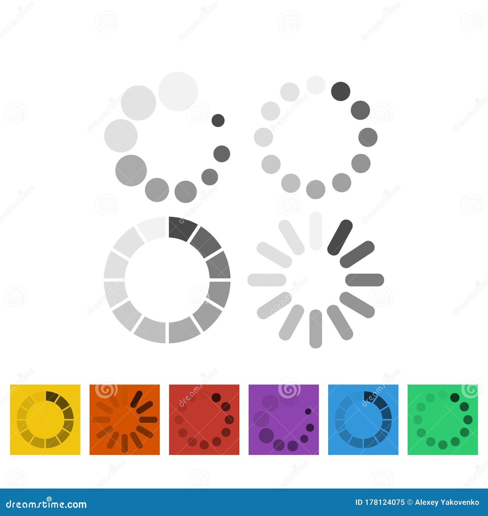 Loading Icon Set on an Isolated White Background. EPS 10 Stock Vector ...