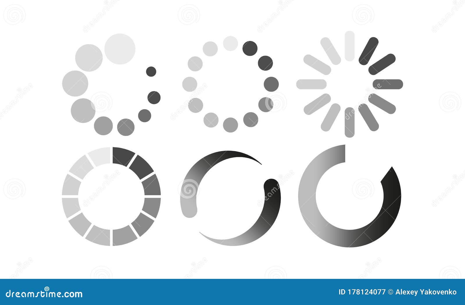 Loading Icon Set on an Isolated White Background. EPS 10 Stock Vector ...