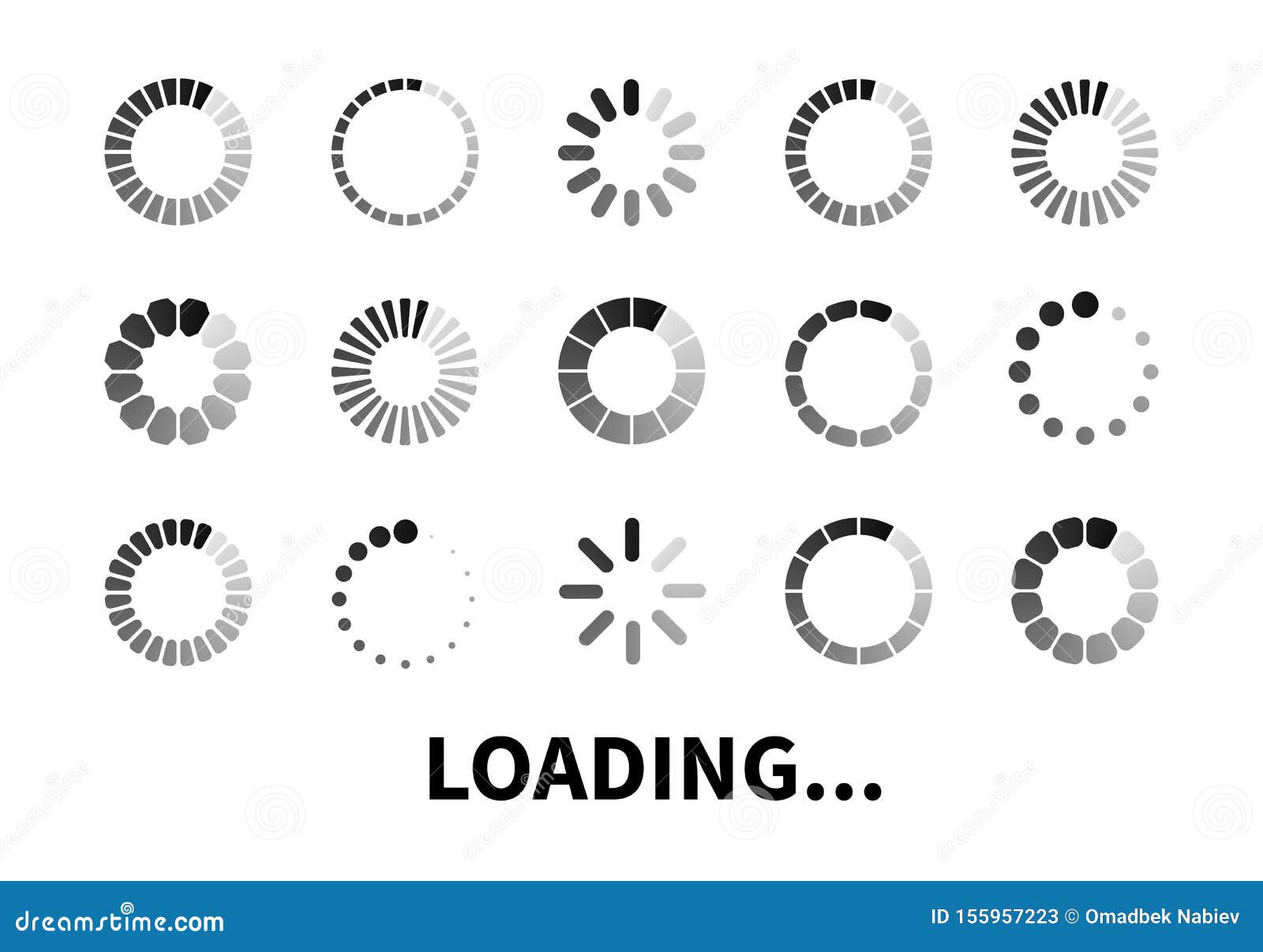 Loading icon set. stock vector. Illustration of interface - 155957223