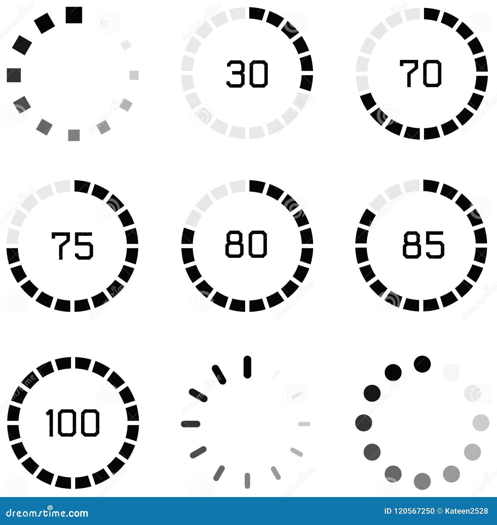 Loading icon set stock vector. Illustration of button - 120567250