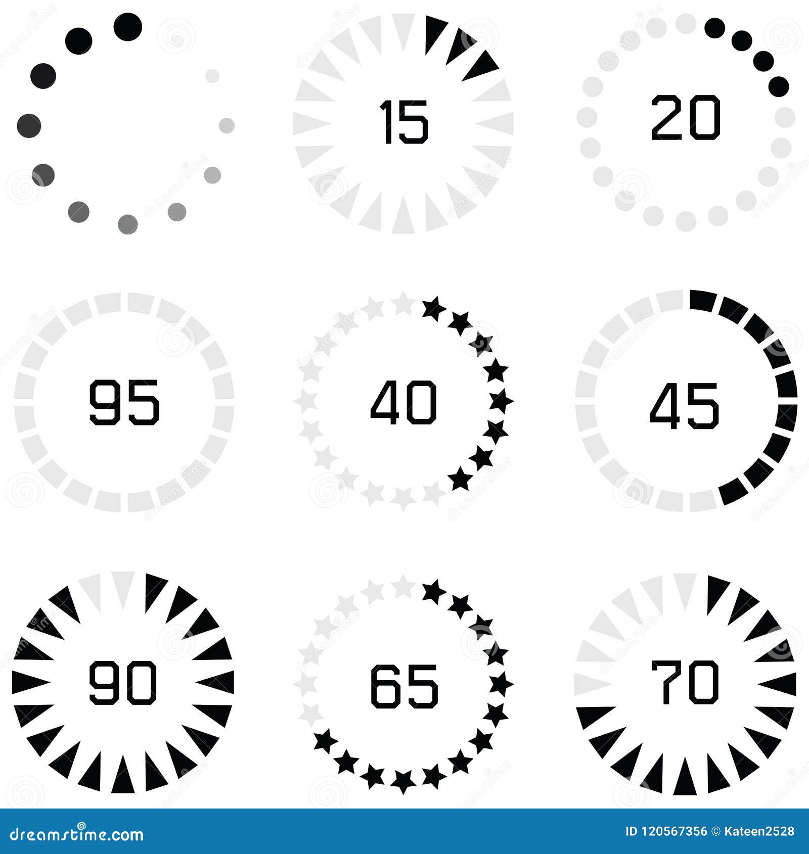 Loading icon set stock vector. Illustration of interface - 120567356