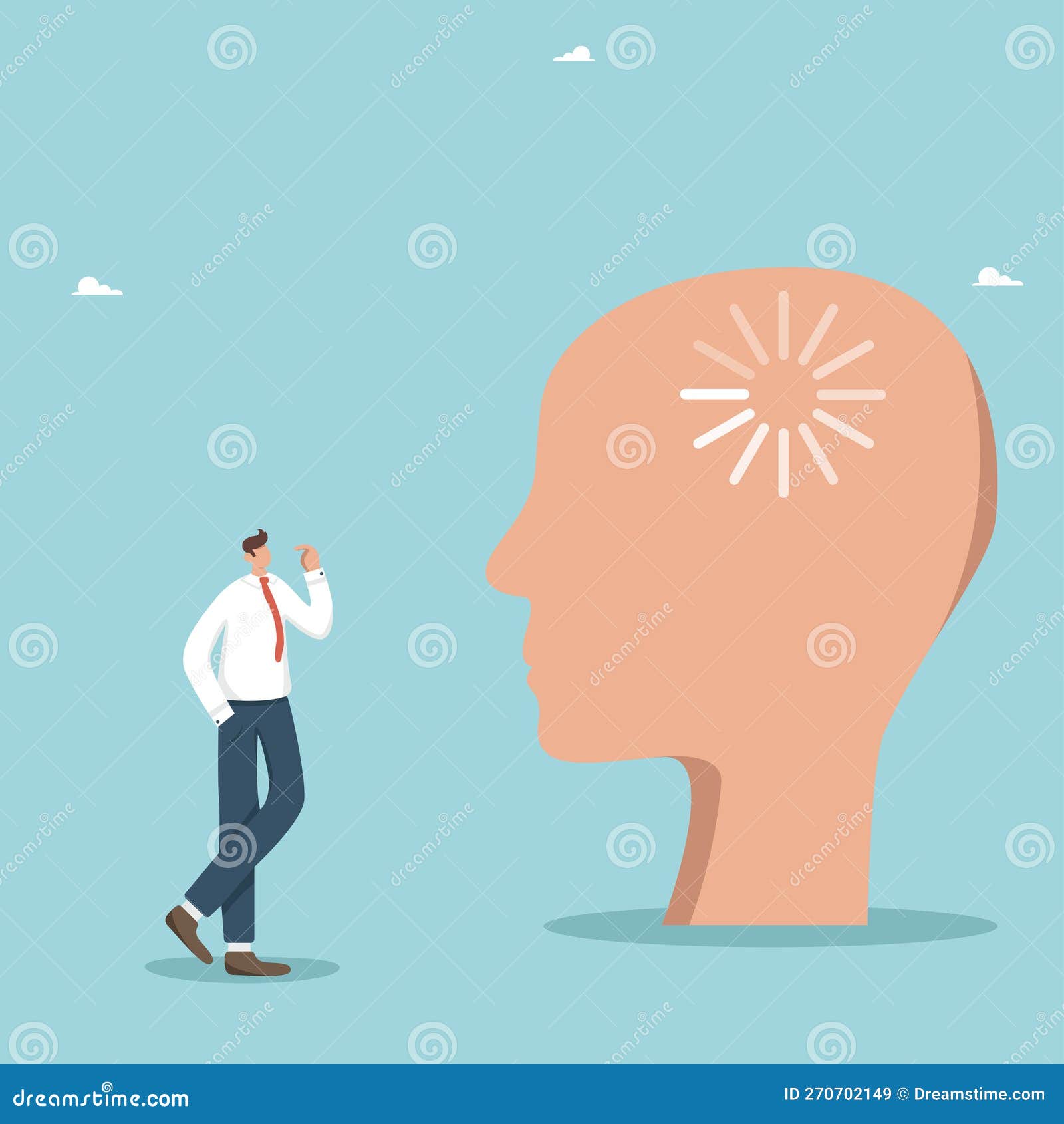 Loading Icon Spinning in Big Human Head Stock Vector - Illustration of ...