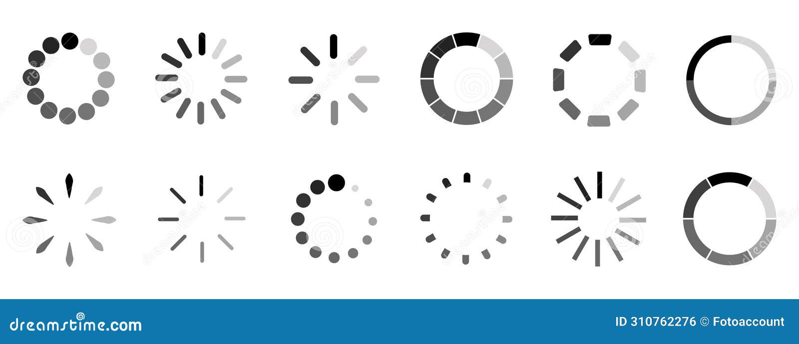 Loading Icons Collection, Load Process Icon Set - Different Vector ...