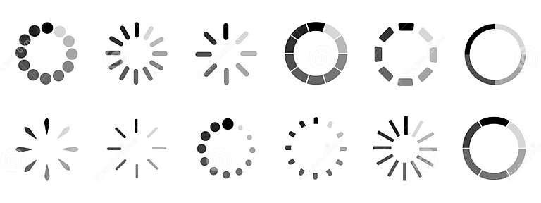 Loading Icons Collection, Load Process Icon Set - Different Vector ...