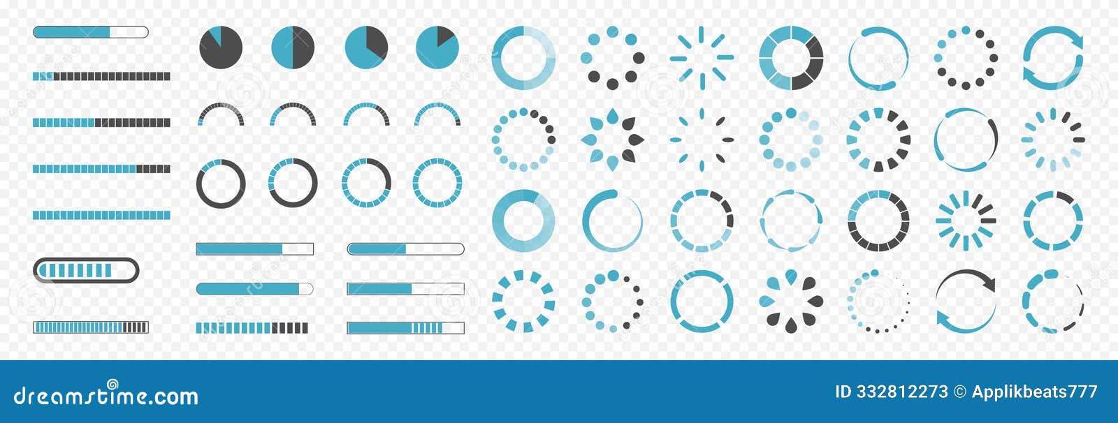Loading Icons Collection. Set of Progress Loader in a Flat Design Stock ...