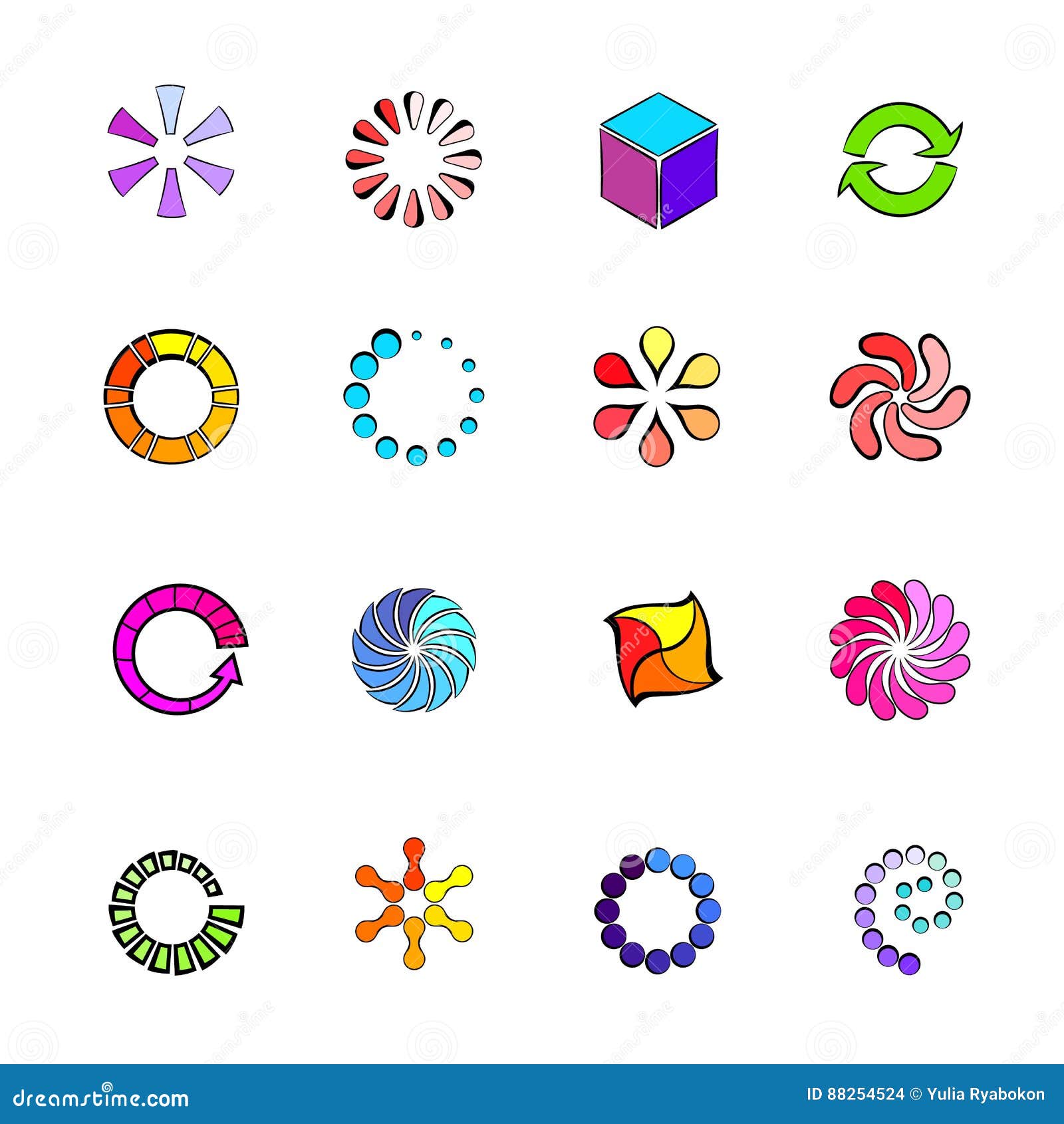 Loading icons set cartoon stock vector. Illustration of information ...