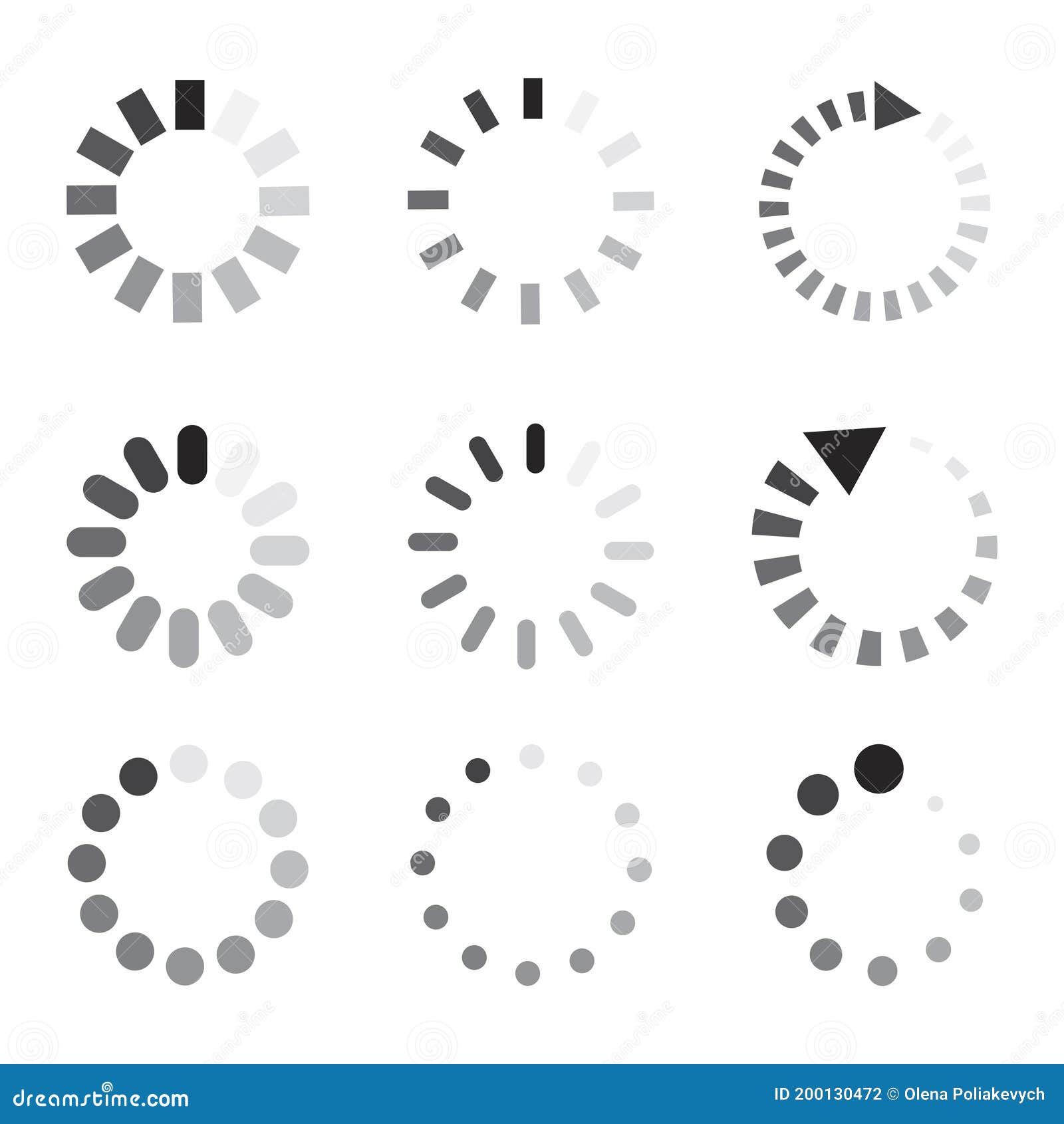 Loading Icons. Set of Progress Bar Indicators. Waiting Symbol Stock ...
