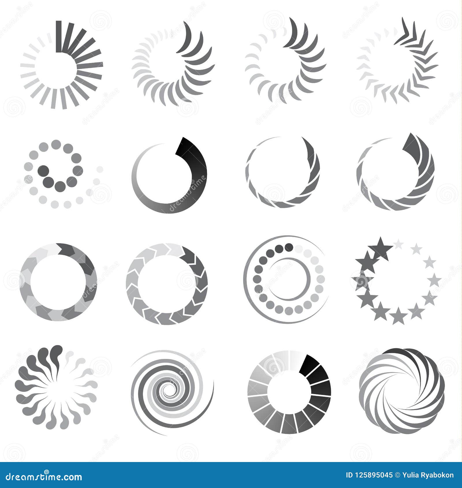 Loading Icons Set, Simple Style Stock Illustration - Illustration of ...