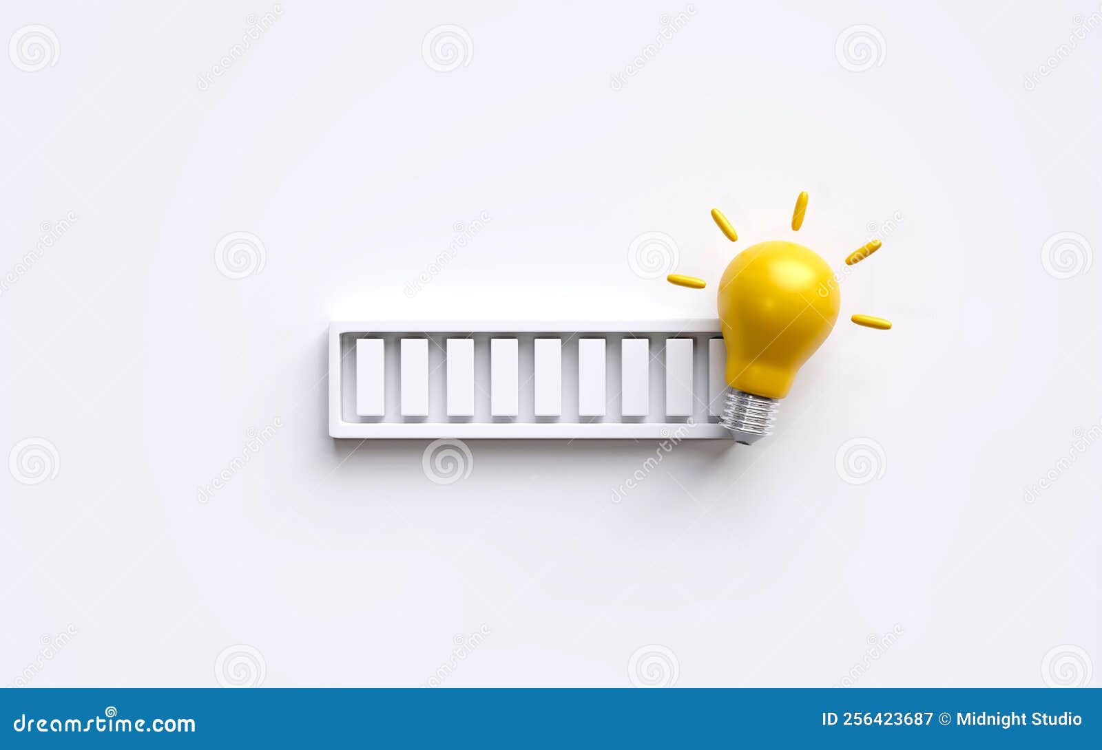 Loading Ideas. Processing Load Bar and Light Bulb on White Background ...