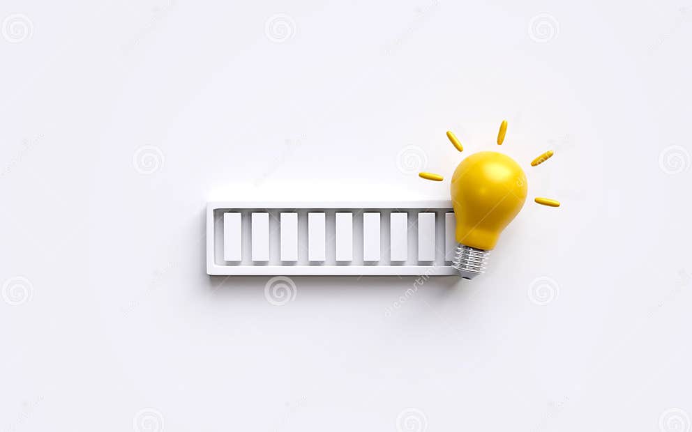 Loading Ideas. Processing Load Bar and Light Bulb on White Background ...