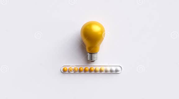 Loading Ideas. Processing Load Bar and Light Bulb on White Background ...