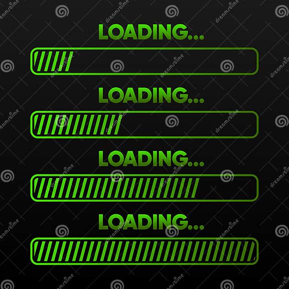 Loading Indicator, Green Loading Signs in Different Progress. System ...