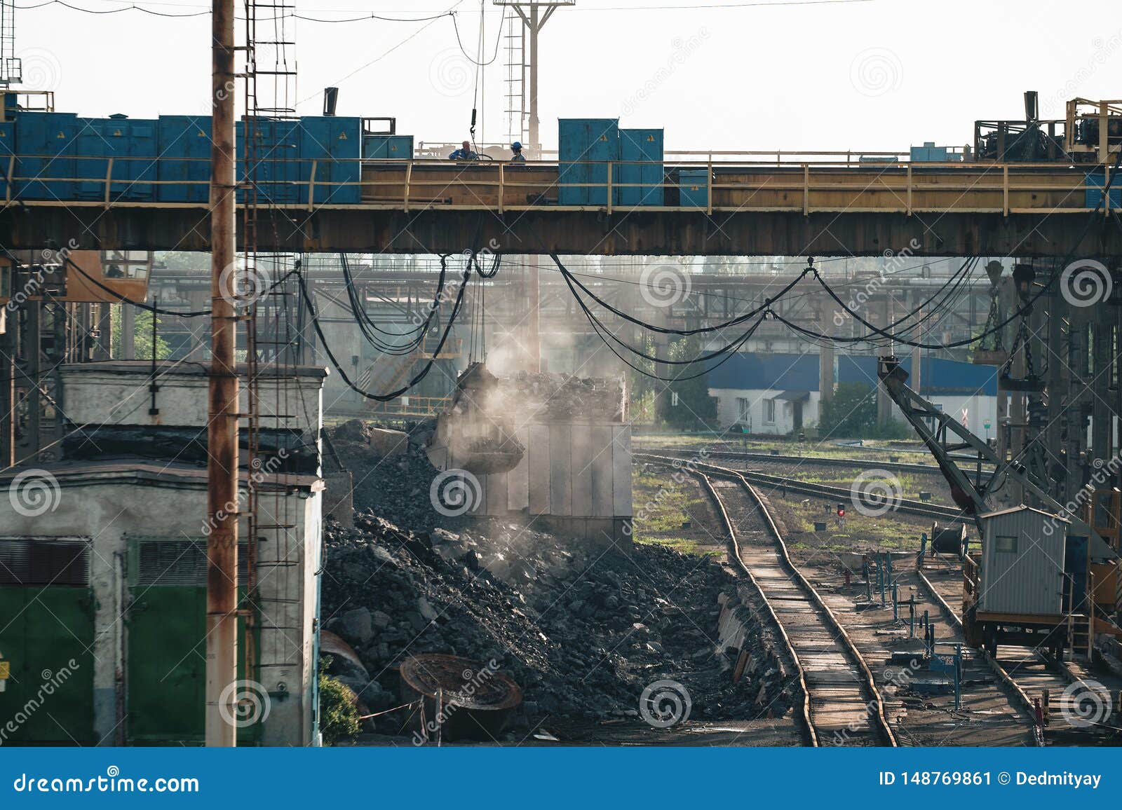 Loading Iron Ore in Container by Bucket on Metallurgy Heavy Industry ...