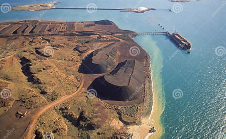 Loading Iron Ore on a Ship. Stock Image - Image of aerial, australia ...