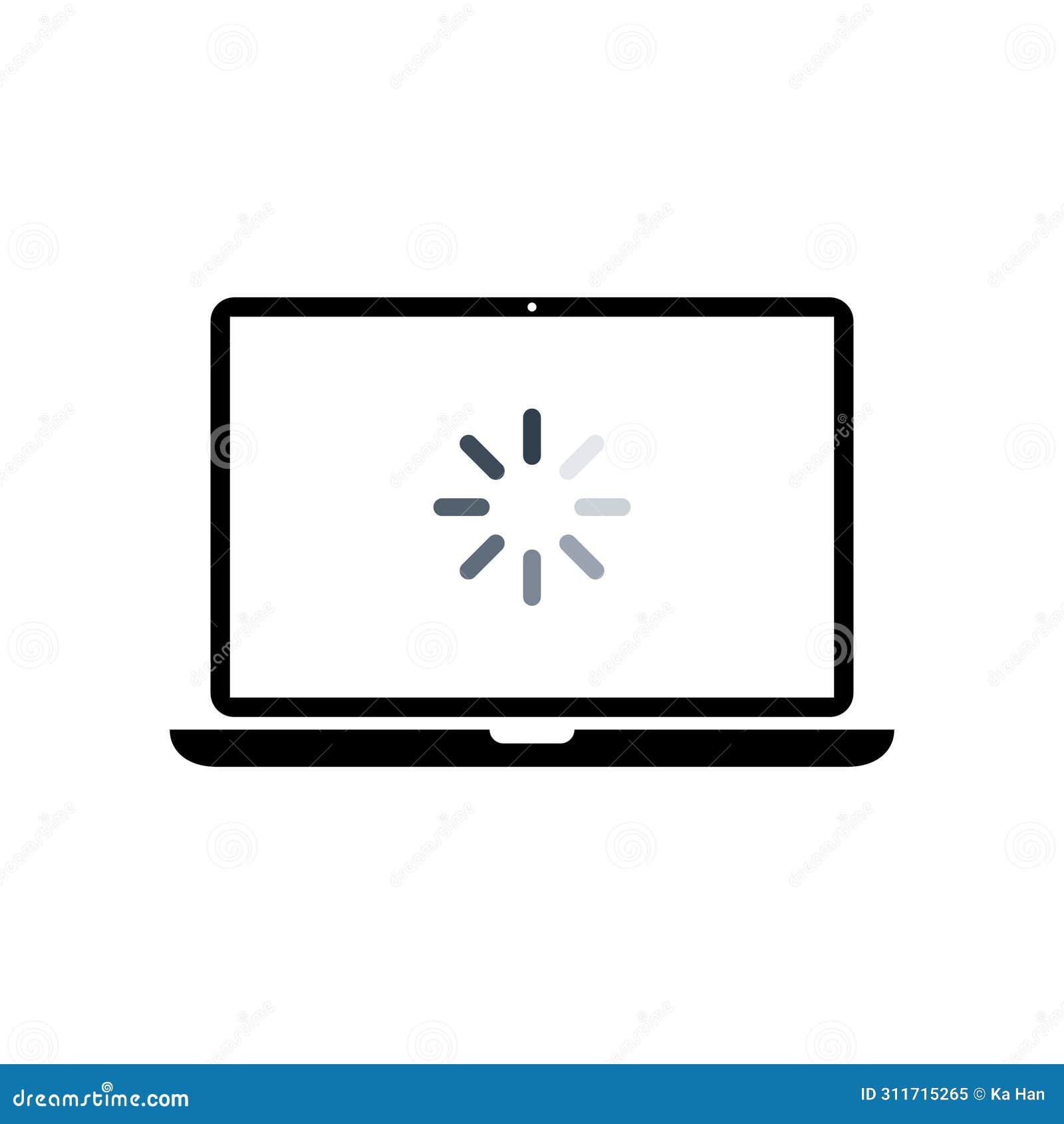 Loading on Laptop Screen Icon Vector. Buffering on Notebook Display ...