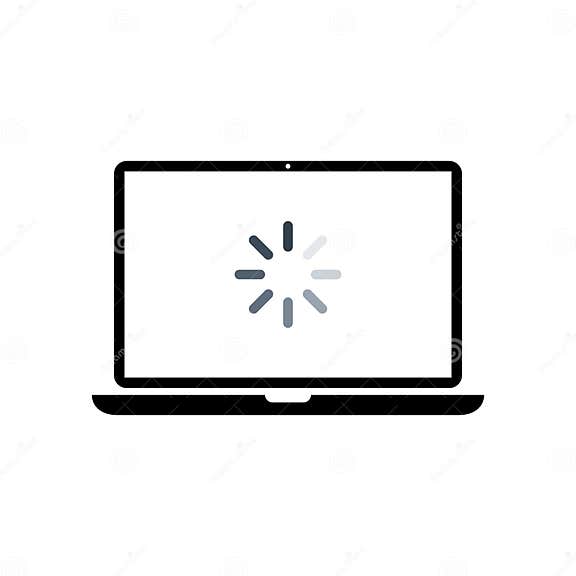 Loading on Laptop Screen Icon Vector. Buffering on Notebook Display ...