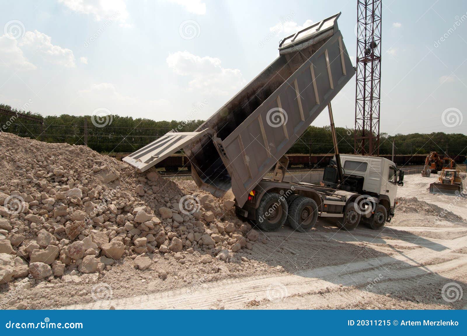 Loading a Large Lorry Building Material Stock Image - Image of machine ...