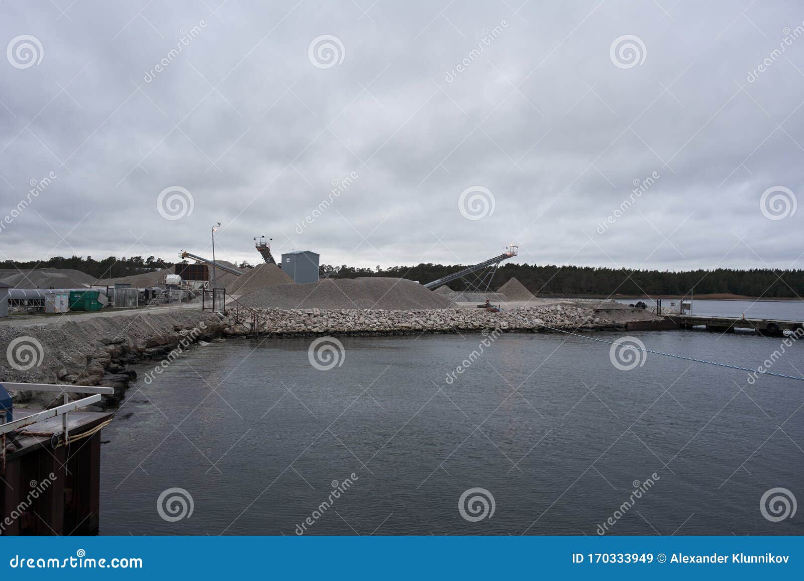 Loading of Limestone on Gotland, Sweden. Cargo Operation of Cargo Ship ...