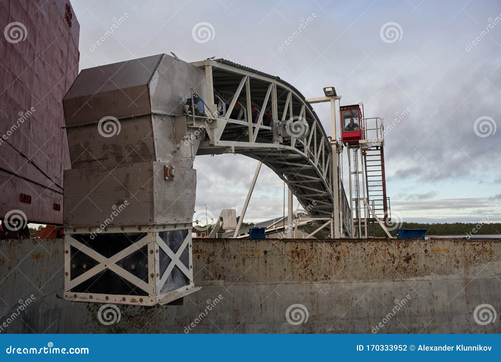 Loading of Limestone on Gotland, Sweden. Cargo Operation of Cargo Ship ...