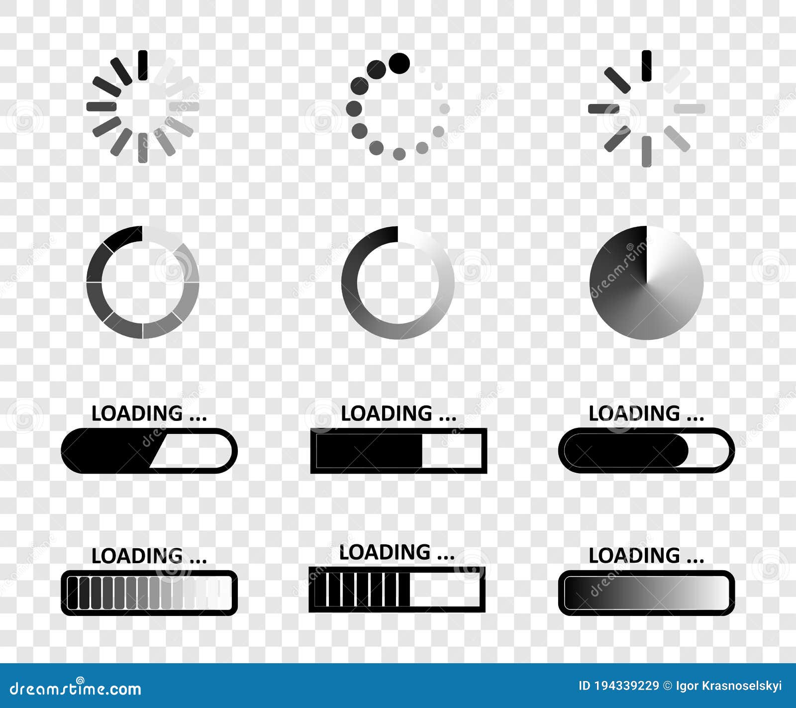 Loading. Load Bar Vector Icons, Isolated. Loading Icons Collection ...