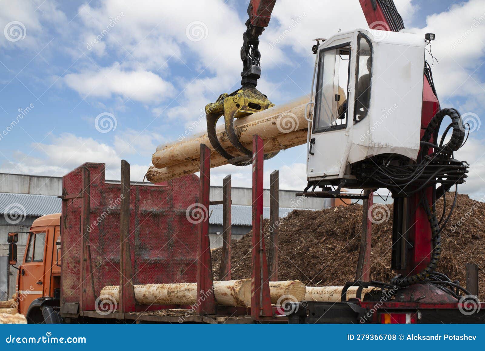 Loading Logs Into A Truck At A Woodworking Factory Royalty-Free Stock ...