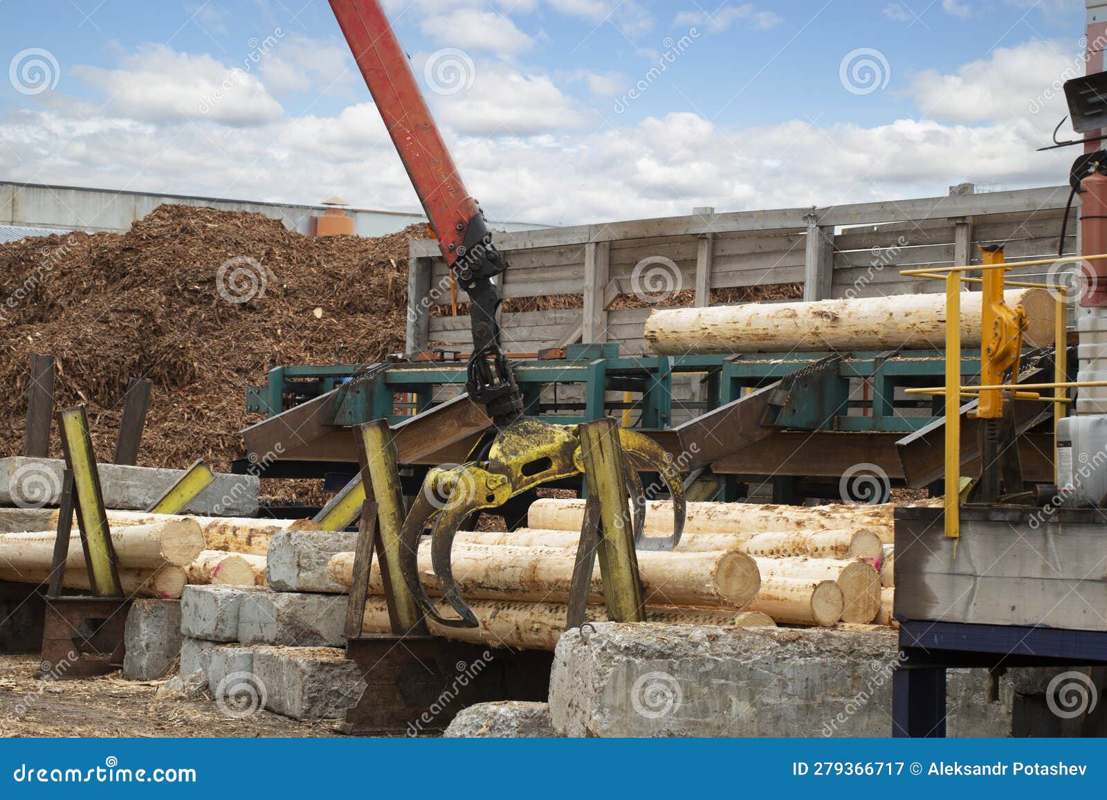 Loading Logs Into A Truck At A Woodworking Factory Royalty-Free Stock ...