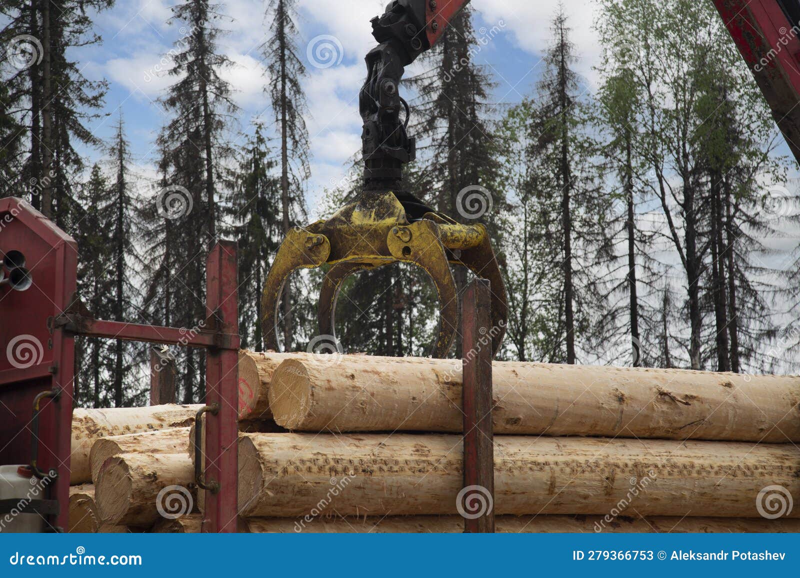 Loading Logs Into A Truck At A Woodworking Factory Royalty-Free Stock ...
