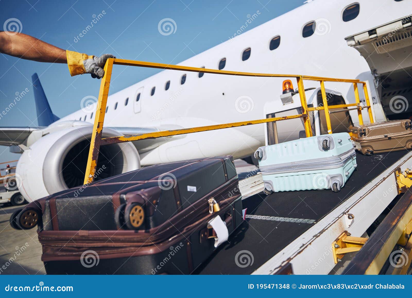 Loading of Luggage To Airplane Stock Photo - Image of airplane ...