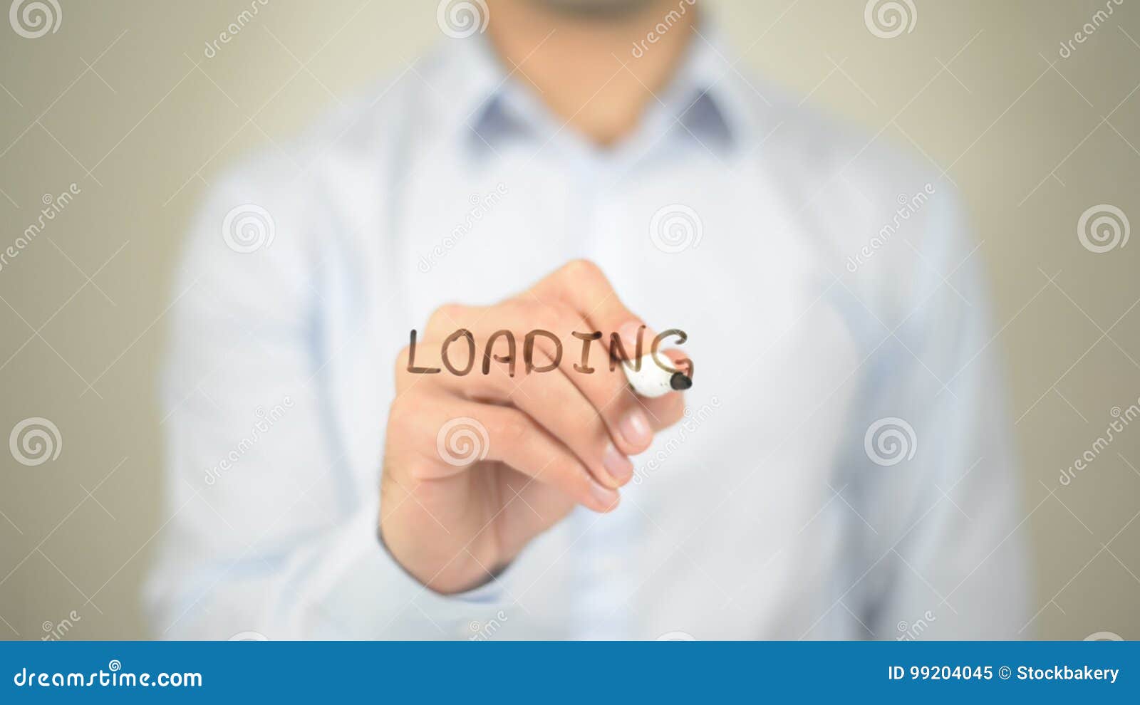 Loading, Man Writing on Transparent Screen Stock Image - Image of ...
