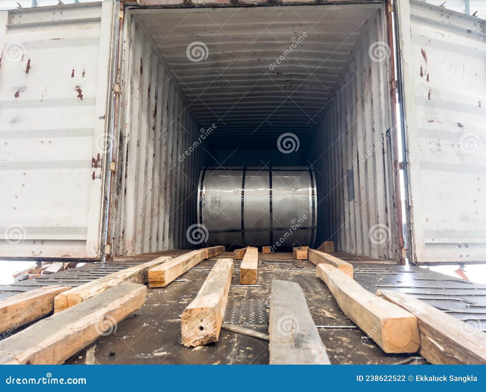 Loading Master Coil Steel Out of Container Stock Photo - Image of ...
