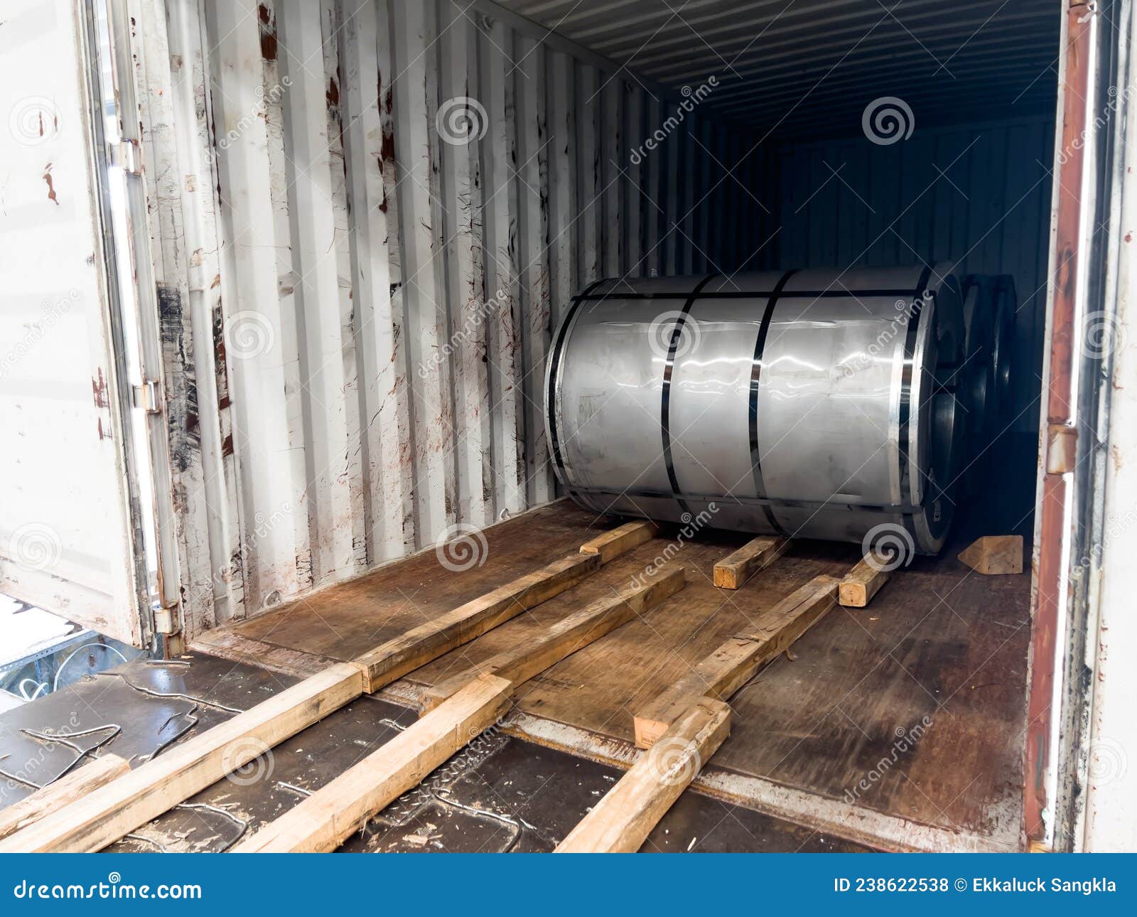 Loading Master Coil Steel Out of Container Stock Photo - Image of ...
