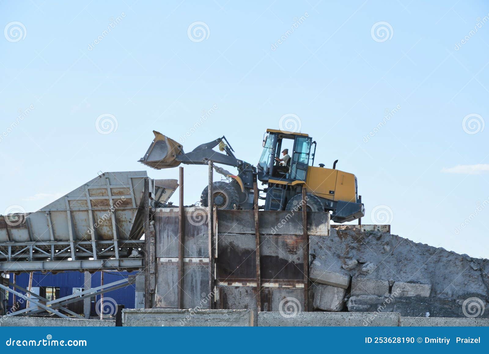 Loading Material into Crushing Hopper Using Bulldozer into Loading ...