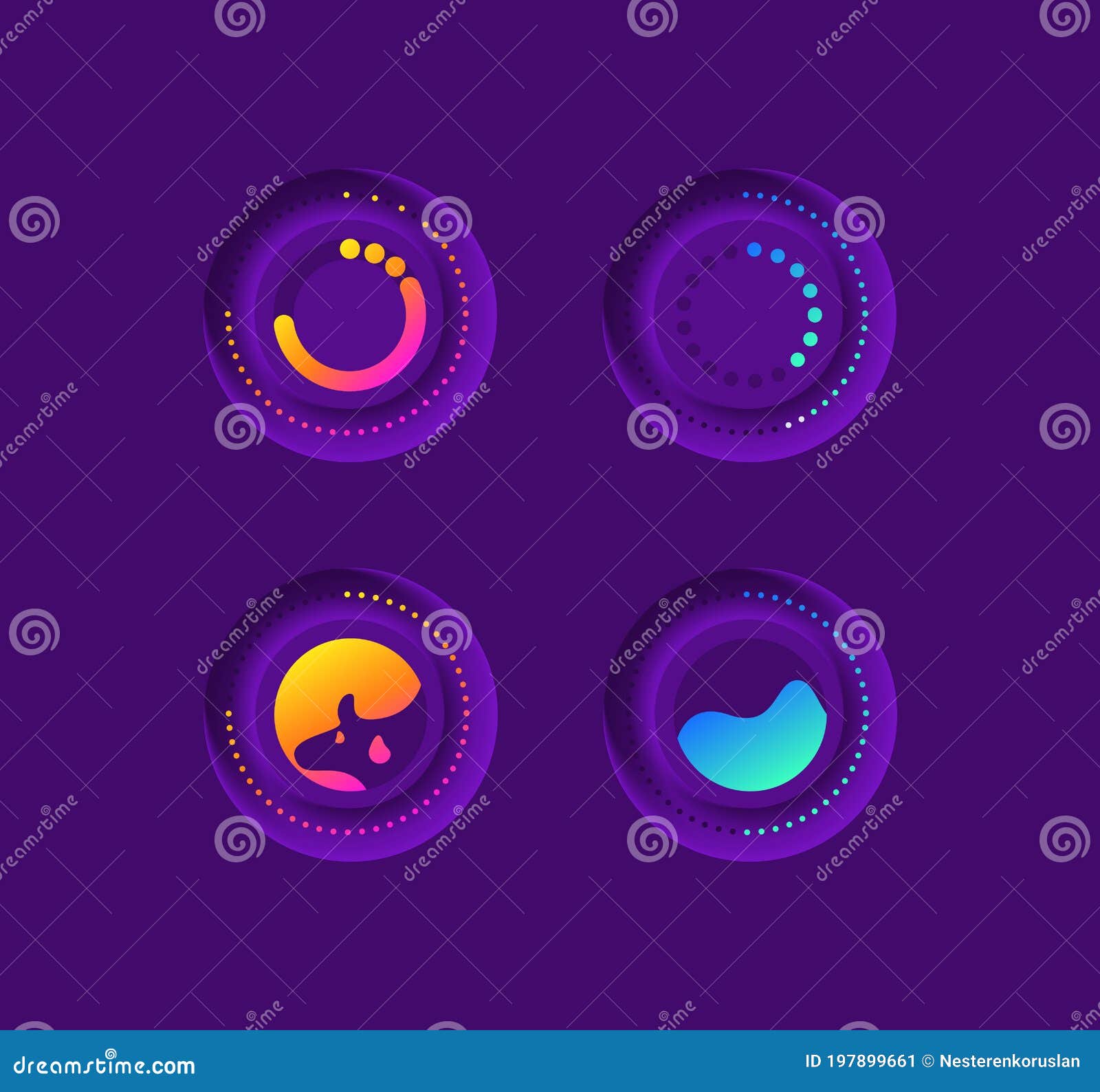 Loading Media UI Elements Kit Stock Vector - Illustration of design ...