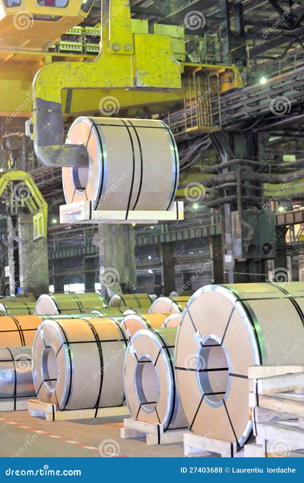 Loading of metal on a roll stock photo. Image of nickel - 27403688