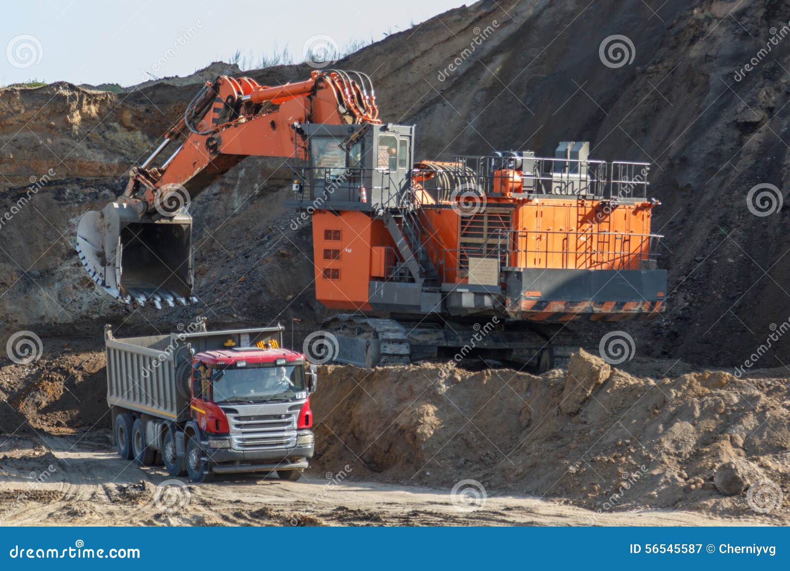 Loading mining trucks editorial photography. Image of loading - 56545587