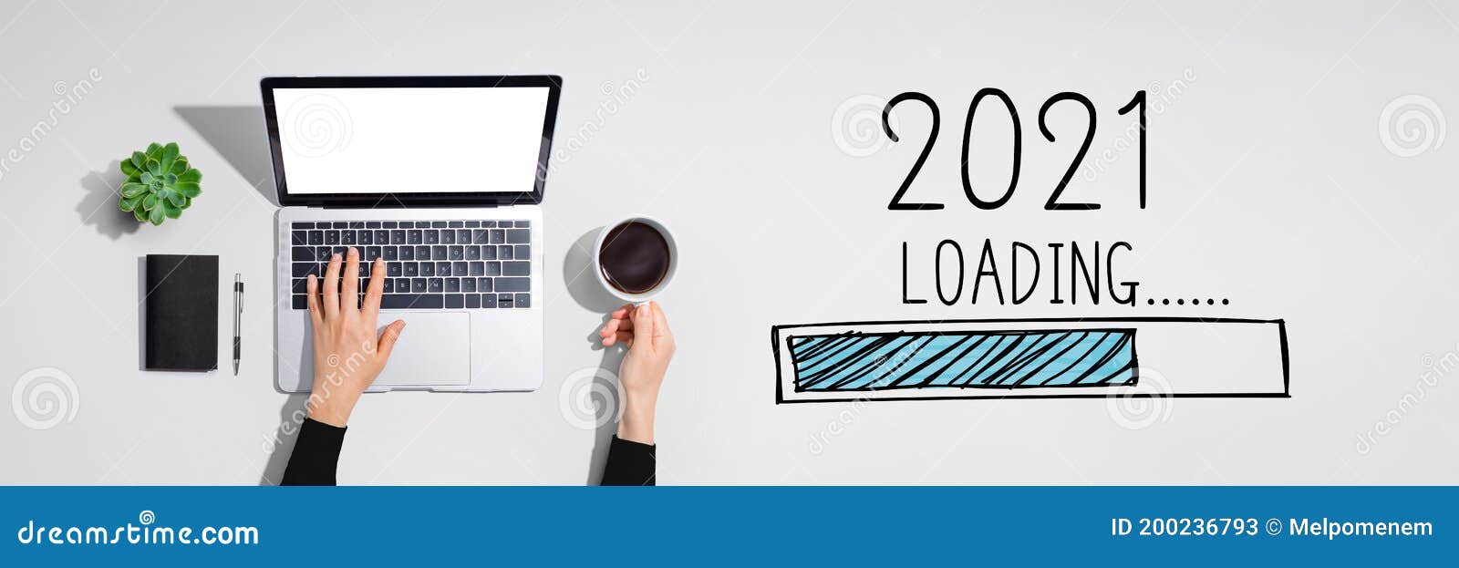 Loading New Year 2021 with Person Using Laptop Computer Stock Image ...
