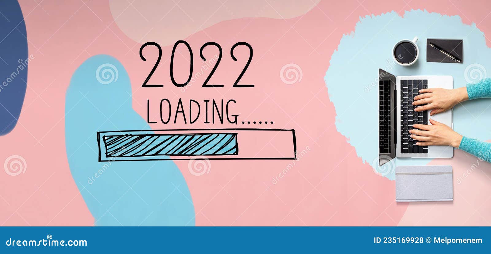 Loading New Year 2022 with Person Using Laptop Stock Photo - Image of ...