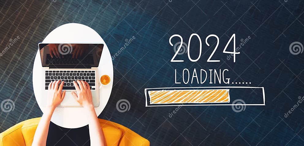Loading New Year 2024 with Person Using a Laptop Stock Photo - Image of ...