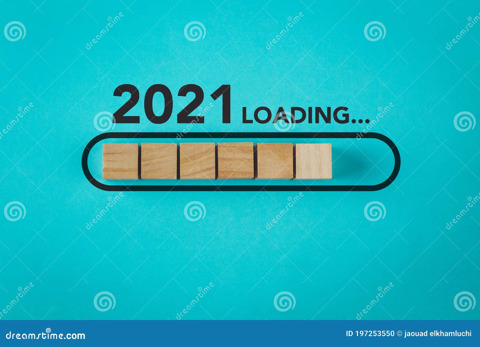 Loading New Year 2021 with Wood Cube in Progress Bar Stock Photo ...