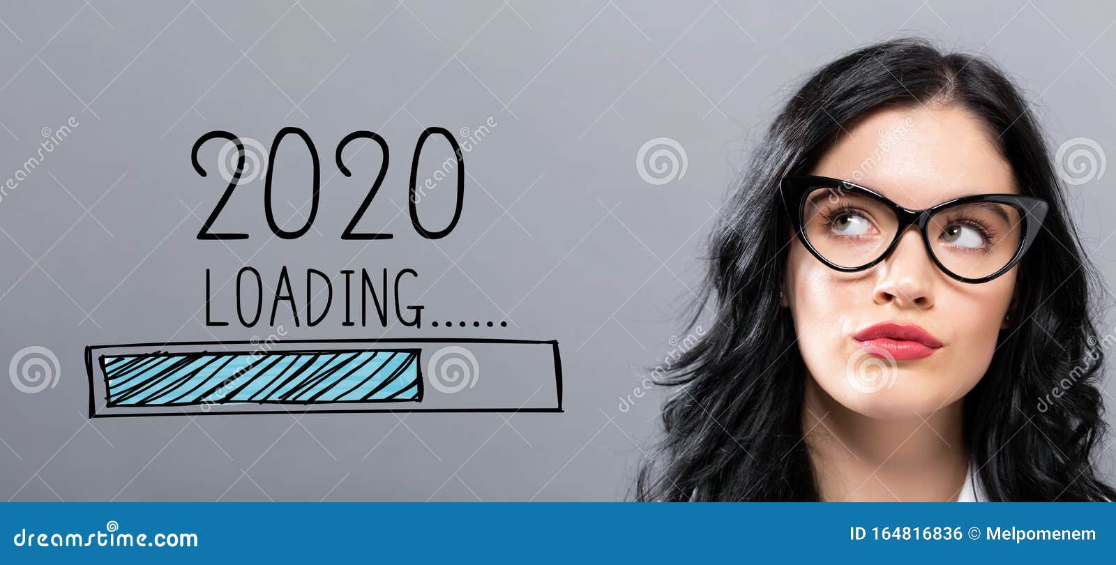 Loading New Year 2020 with Young Businesswoman Stock Photo - Image of ...