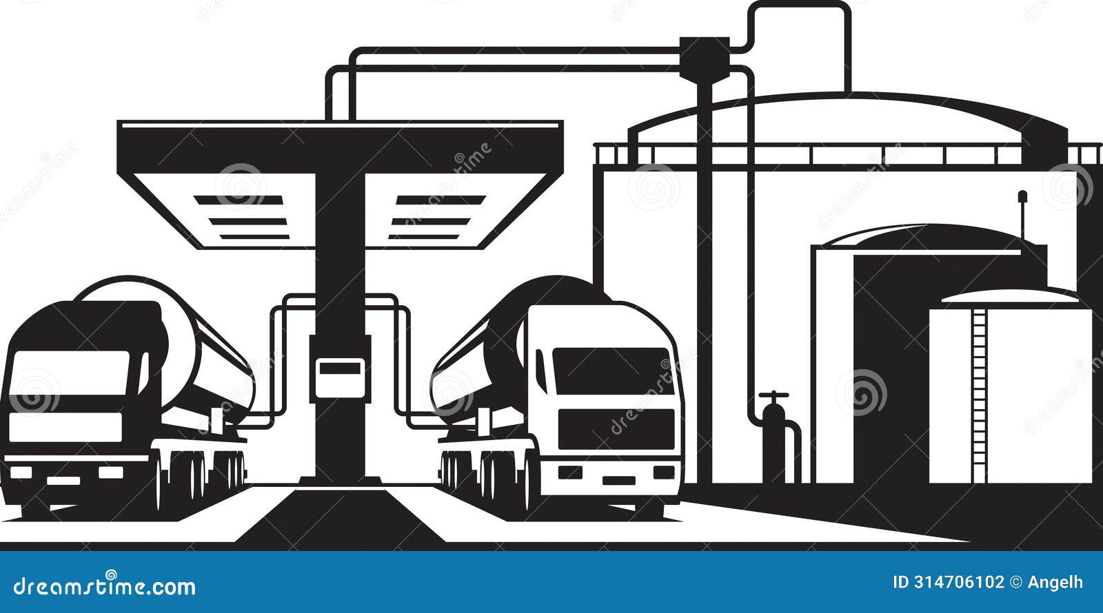 Loading Oil Tank Trucks at Petroleum Terminal Stock Illustration ...