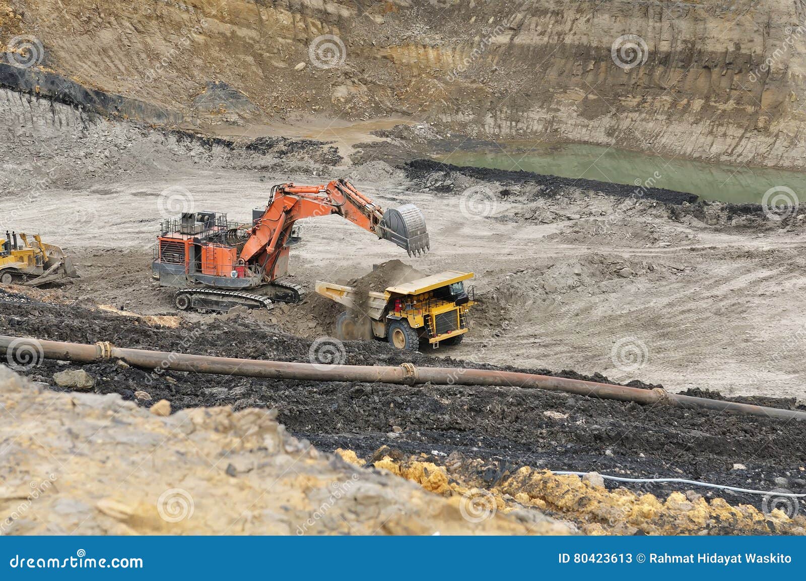 Loading Overburden on Open Pit Coal Mining Stock Image - Image of power ...
