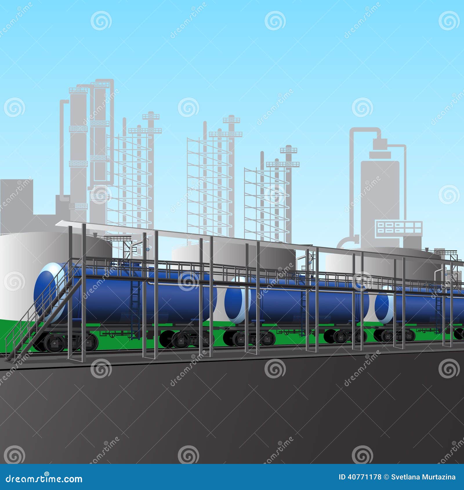 Loading of Petroleum Products at the Refinery Stock Vector ...