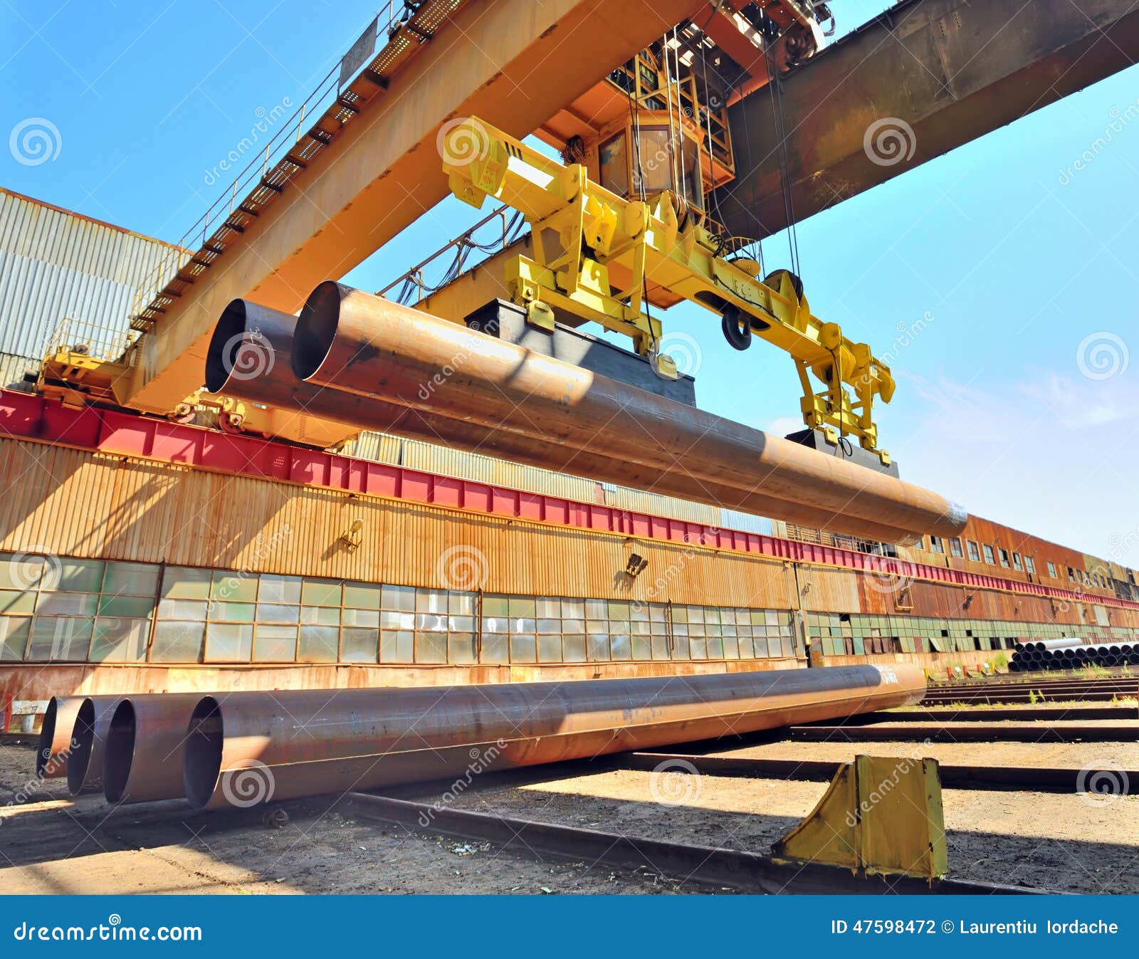 Loading Pipes With Bridge Crane Royalty-Free Stock Image ...