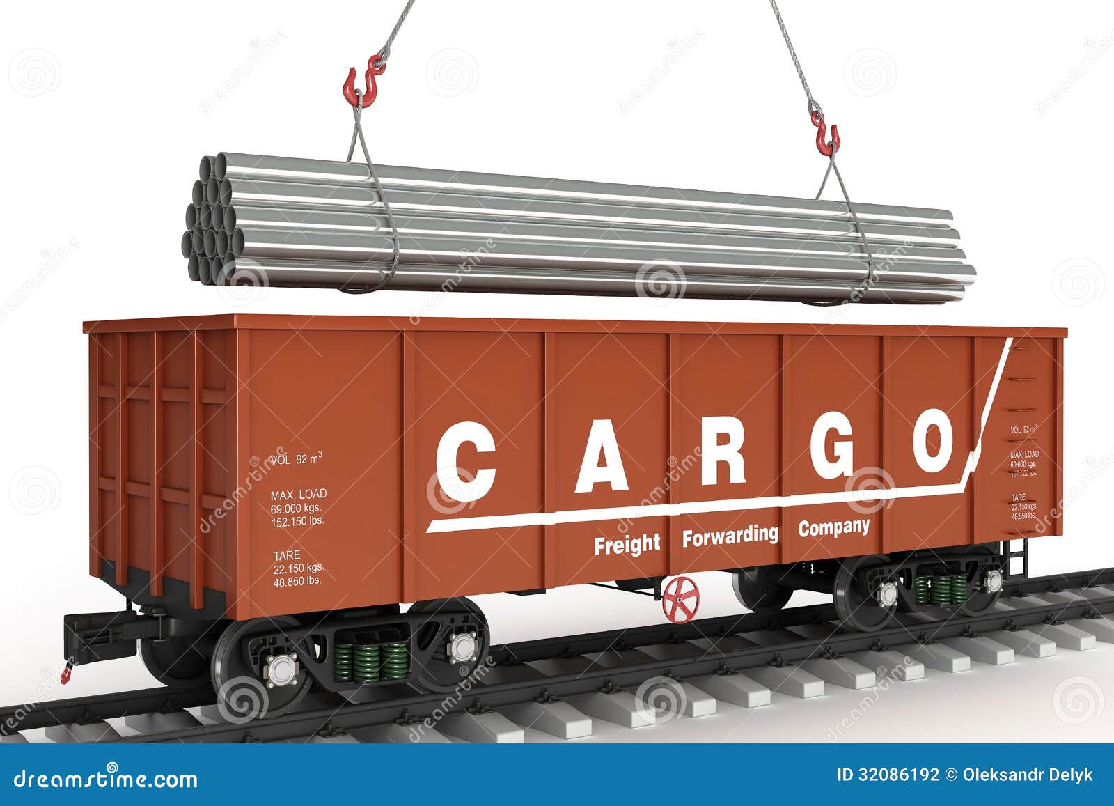 Loading pipes in wagon. stock illustration. Illustration of heavy ...