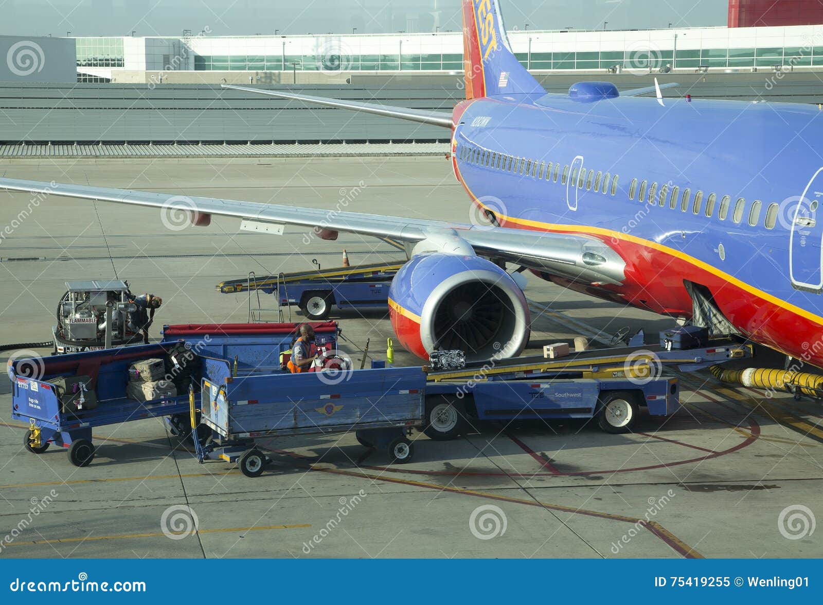 Loading the Plane with Luggage Background Editorial Image - Image of ...