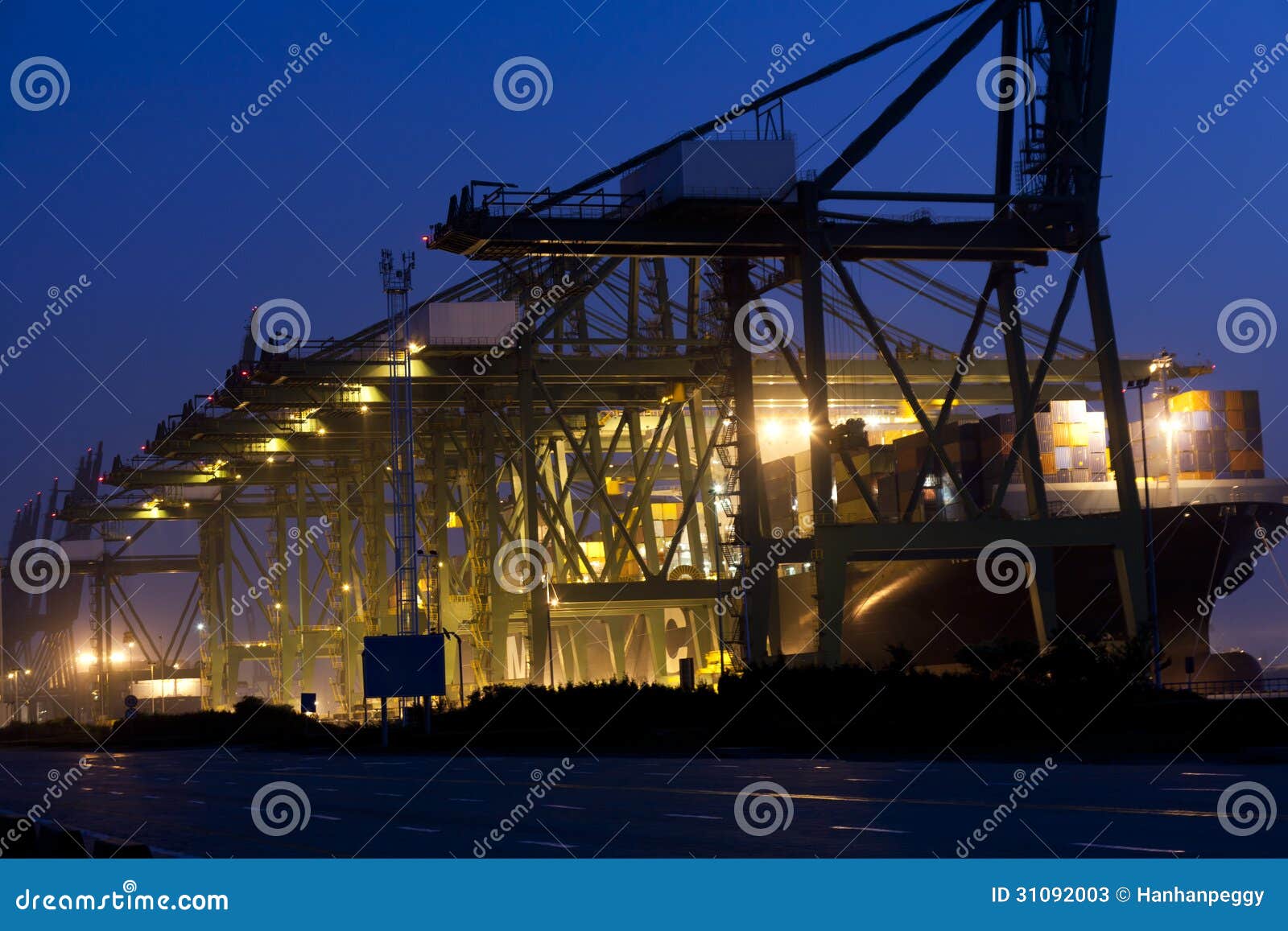 Loading Port Night View Royalty-Free Stock Photo | CartoonDealer.com ...