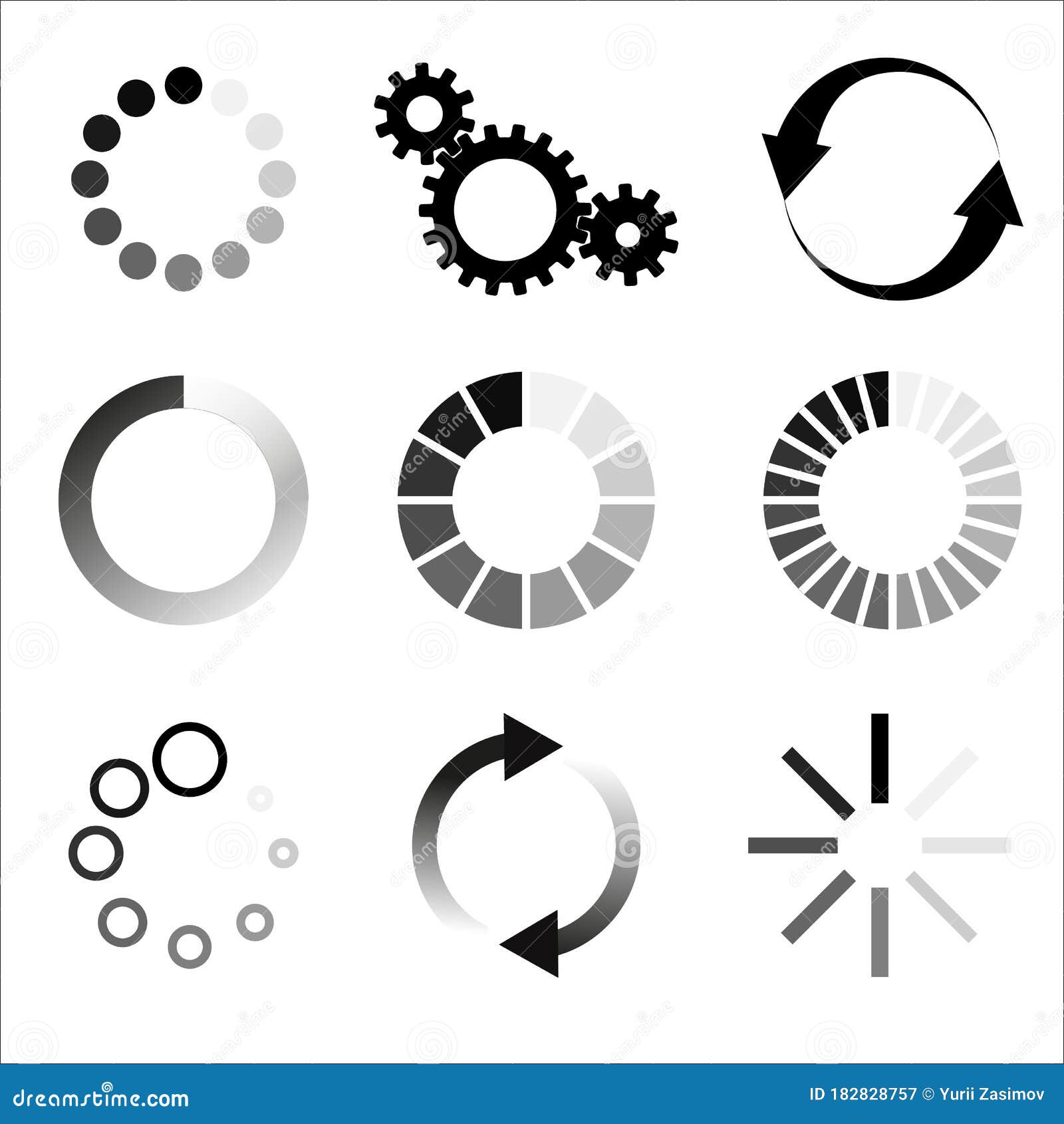 Loading Process Bar Vector Isolated Elements on White Backgroud. Vector ...