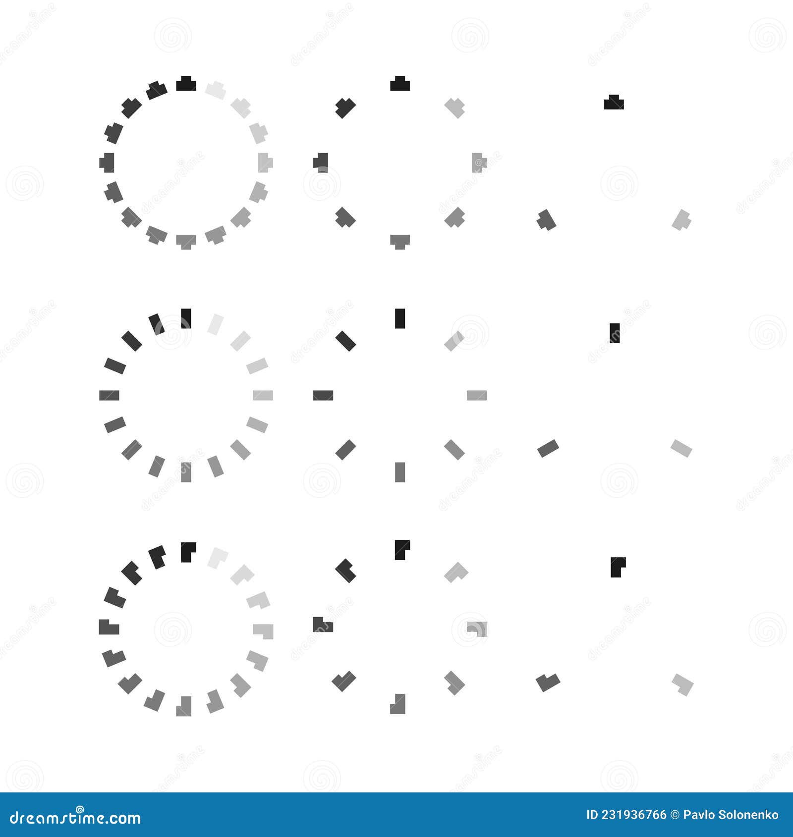 Loading Process Bar Vector Isolated Elements on White Backgroud. Stock ...