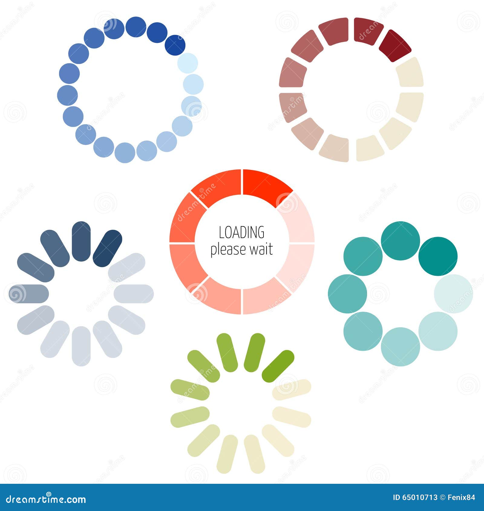 Loading Process Circular Icon Set. Stock Vector - Illustration of ...